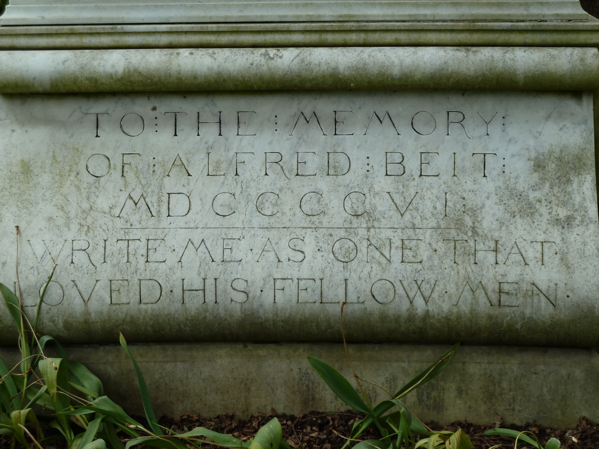 Sir Otto Beit Bt Memorial stone Epitaph. - Tewin Village